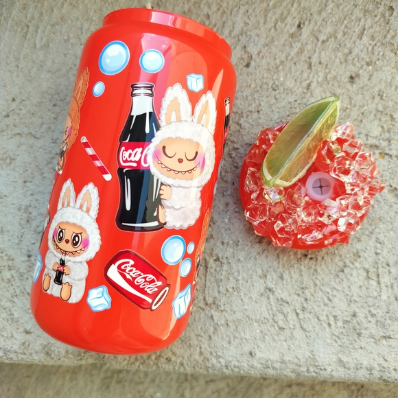Handmade | Dining | Labubu Cocacola Themed Glass Tumbler | Poshmark